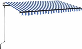 Automatická markýza LED a senzor větru 450 x 350 cm modrobílá 3069211
