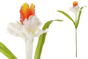 Květina umělá KU4177 OR Iris, barva bílo-oranžová