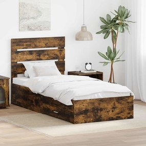 Rám postele Uzený dub a stříbrná 75 x 190 cm Kompozitní dřevo 3412031