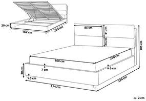 Postel s úložným prostorem sametová šedá 160 x 200 cm BATILLY Beliani