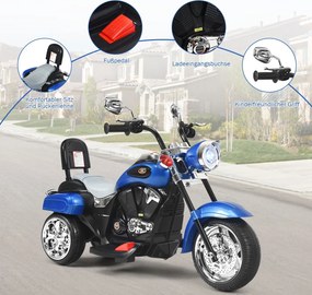 Costway 6 V elektrický motocykl s nastavitelnými světlomety motocykl modrá +