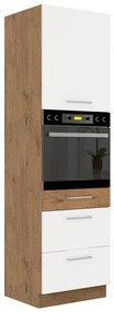 Kuchyňská skříňka se zásuvkami Woodline 60 DPS-210 3S 1F, Barva: Dub lancelot / bíly lesk