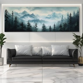 Obraz na plátně - Když hory a lesy zahalí mlha FeelHappy.cz Velikost obrazu: 60 x 20 cm