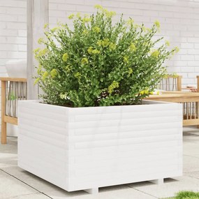 Zahradní truhlík bílý 80 x 80 x 49,5 cm masivní borové dřevo 3282530
