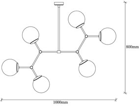Závěsné svítidlo pro 6 žárovek ve zlato-bílé barvě Opviq lights Damar