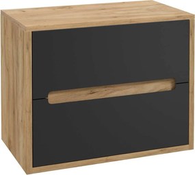 kielle Meara - Skříňka včetně desky pod umyvadlo 80x60x45 cm, zlatý dub/matná černá 50026S801X4