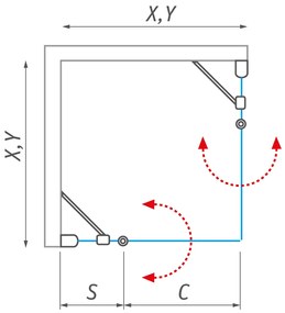 Roth Tower Line obdélnikový sprchový kout 90 x 90 x 201 cm brillant transparent TDO1/900_TDO1/900_br Koupelny Bernold