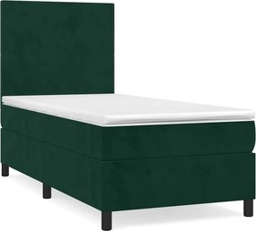 Box spring postel s matrací tmavě zelená 80 x 200 cm samet 3142872