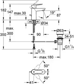Grohe BauEdge - Umyvadlová baterie s výpustí chrom