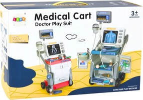 LEAN Toys Sada malého lékaře s vozíkem RTG a EKG, světla, růžová, 16 ks