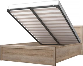 Postel 140x200 s roštem, úložným prostorem dub sonoma Jazz