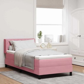 Postel s boxspringem s čelo Růžová 190 x 90 cm samet 3341503
