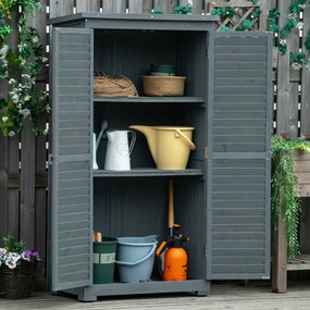 Dřevěná kůlna Outsunny 0,31 m² 87x46,5x160 cm - Dřevěný skříň pro venkovní použití s 2 dveřmi a 2 vnitřními policemi na terasu