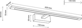 TK Lighting Černé LED svítidlo nad zrcadlo Gallery 62cm 20W TK18002