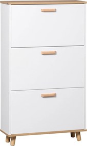 HOMCOM Skandinávský styl botník s 3 sklápěcími dvířky v dřevěném vzhledu - 70 x 23,5 x 122 cm - Bílý | Aosom