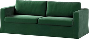 Potah na pohovku IKEA Karlstad 3-místná, nerozkládací, dlouhý barva zelená látka lesklé, sametová