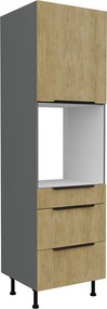 CREMONA ac | vysoká skříňka 60 DPS-215 3S1F na vestavnou troubu | PREMIUM BOX | 60 cm | antracit/cremona