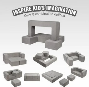 Modulární dětská pohovka na hraní 4ks DIY kreativní dětská dělená pohovka tmavě šedá