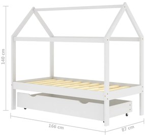 vidaXL Marketos Rám dětské postele se zásuvkou bílý masivní borovice 80x160 cm