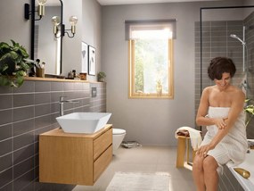 Hansgrohe Rebris E, vysoká umyvadlová baterie 240 s odtokovou soupravou s táhlem, CoolStart, chromová, 72581000