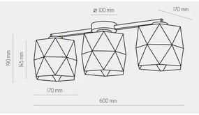 Přisazený lustr SIRO 3xE27/15W/230V černá/zlatá
