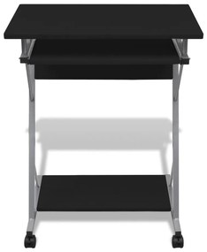 Pojízdný počítačový stůl s výsuvnou deskou | černý