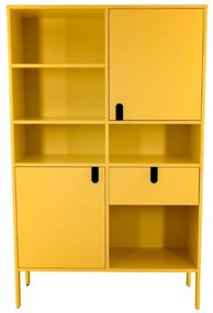OnaDnes -20% Matně hořčicově žlutá lakovaná knihovna Tenzo Uno 176 x 109 cm