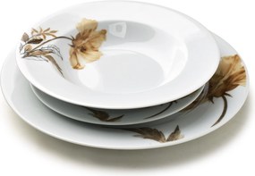 Porcelánová jídelní sada LEA Beige II 18 ks bílá/béžová