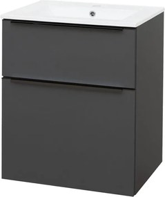 Mereo Mereo, Mailo, koupelnová skříňka s keramickým umyvadlem 61 cm, bílá, dub, antracit, CN530B