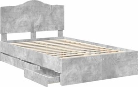 Rám postele s čelo Betonově Šedá 135 x 190 cm Inženýrské dřevo 3413425