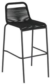 Černá barová židle s ocelovou konstrukcí Kave Home Glenville, výška 74 cm