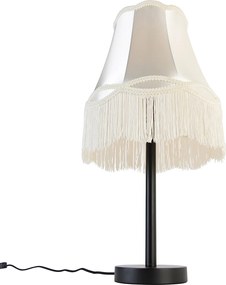 Klasická stolní lampa černá s abajurem krémová 30 cm - Simplo