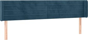 Čelo postele s LED tmavě modré 203 x 16 x 78/88 cm samet 3123446