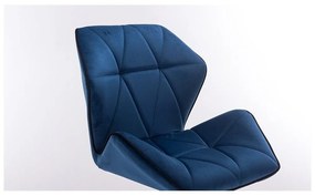 LuxuryForm Barová židle MILANO MAX VELUR na černé podstavě - modrá