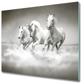 Skleněná krájecí deska Bílé koně 60x52 cm