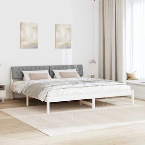 Rám postele s čelo Bílá a světle šedá 200 x 200 cm 3394342