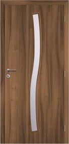 Solodoor Interiérové dveře Etta 1, 80 P, 80 × 197 cm, fólie, pravé, ořech královský, prosklené