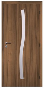 Solodoor Interiérové dveře Etta 1, 80 P, 850 × 1985 mm, fólie, pravé, ořech královský, prosklené
