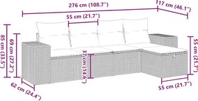 5dílná zahradní sedací souprava a podušky světle šedá polyratan 3264398