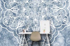 Malvis ® Tapeta Mandala modrošedá Vel. (šířka x výška): 432 x 290 cm