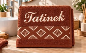 Bellatex Froté ručník kolekce Diamant s výšivkou Tatínek 50x100 cm Tatínek Hnědá
