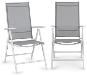 Almeria, skládací židle, sada 2 kusů, 56,5 x 107 x 68 cm, Comfortmesh, hliník/bílá
