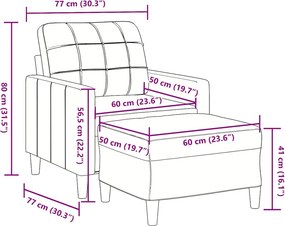 Křeslo s podnožkou hnědé 60 cm samet 3278264