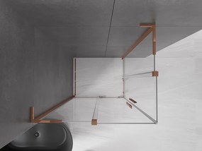Mexen Velar L Duo, sprchový kout s posuvnými dveřmi 90 x 80 cm, 8mm čiré sklo, růžové zlato, 871-090-080-02-03-60