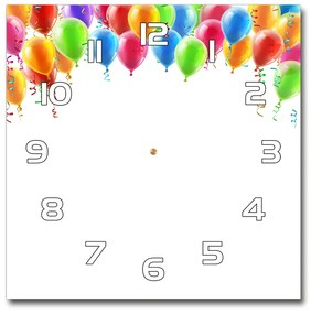 Wallmuralia Skleněné hodiny čtverec Barevné balony 30x30 cm