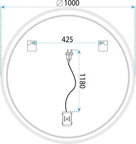 Tutumi Zrcadlo ⌀100 cm s vyhříváním a regulovatelným LED osvětlením HOM-02828