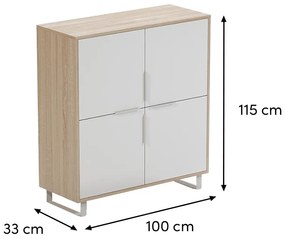 ARBYD Matně bílá dubová kancelářská skříň Thor 100 x 33 cm