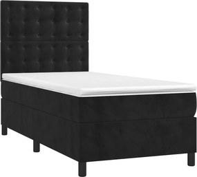 Box spring postel s matrací a LED černá 80 x 200 cm samet 3136331