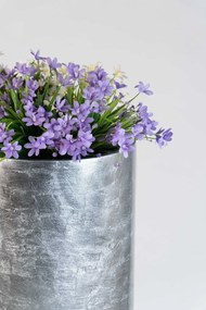 Luxusní květináč SOLERIO, sklolaminát, výška 100 cm, stříbrný lesk