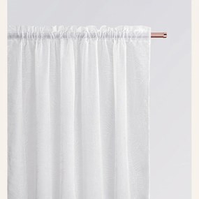 Bílá záclona Flory se vzorem listů 140 x 240 cm